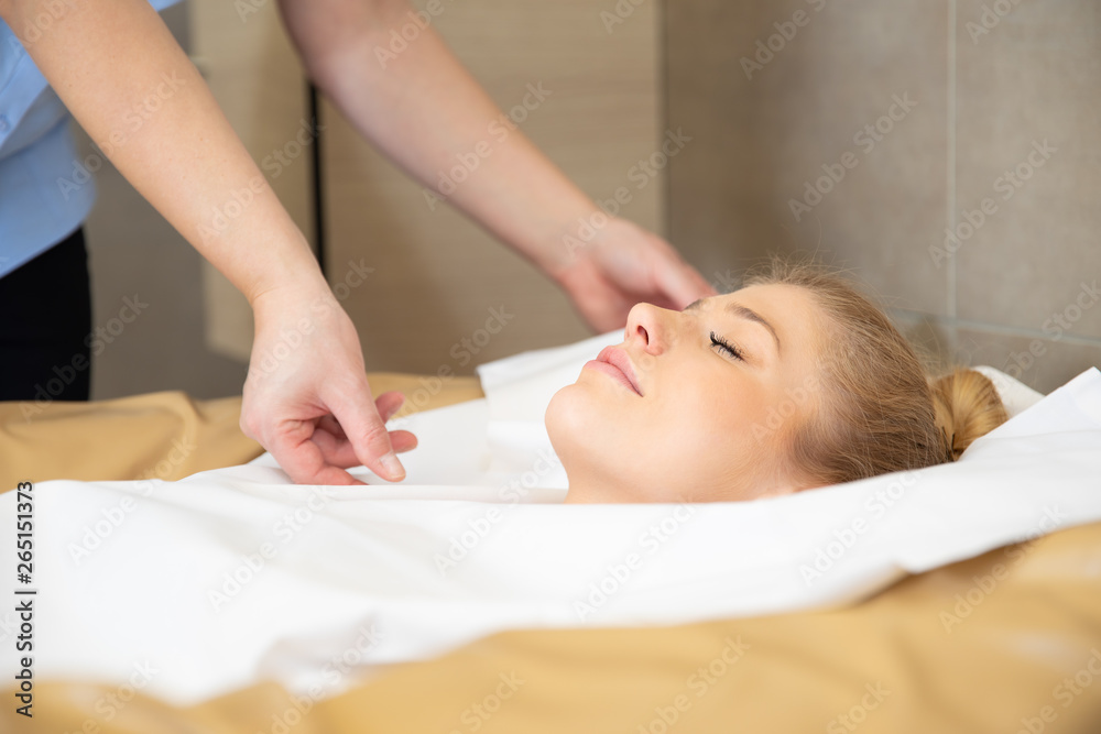 Frau, Mann, Naturfango, wasserbett, fango, wärme, erholung, rheuma ...