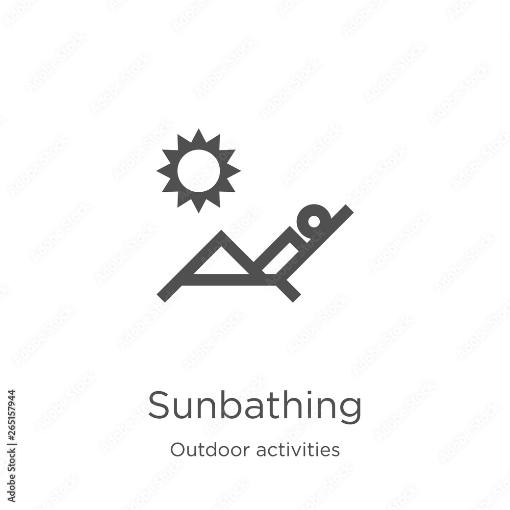 sunbathing icon vector from outdoor activities collection. Thin line ...