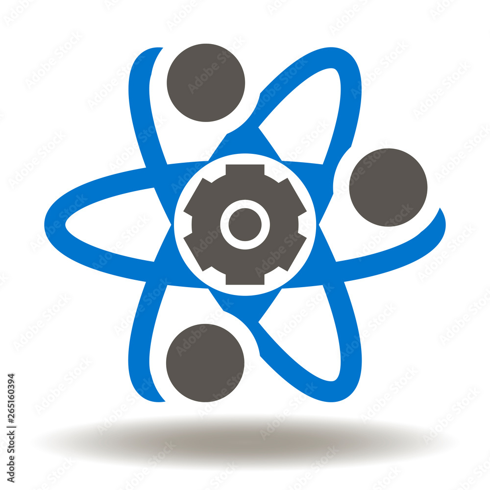 Atom gear icon vector. STEM Science Research logo. Atomiс model symbol ...