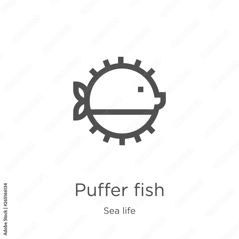 puffer fish icon vector from sea life collection. Thin line puffer fish ...