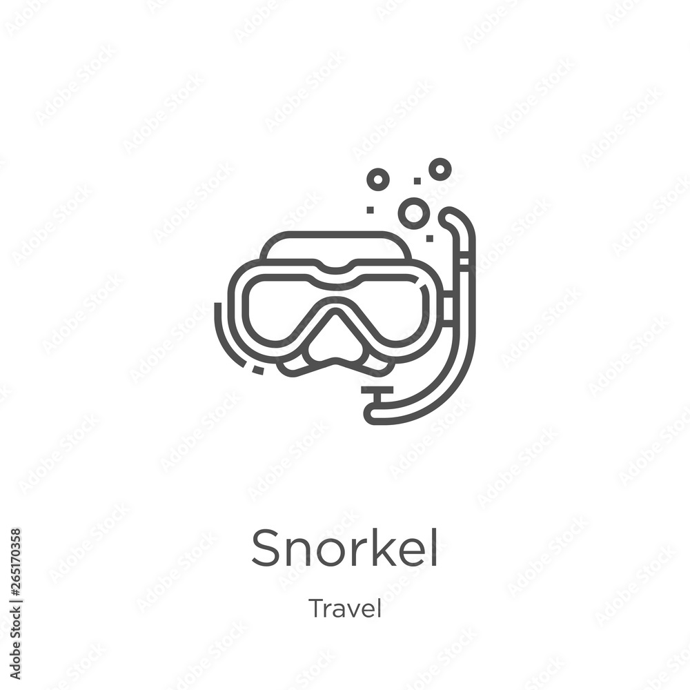 snorkel icon vector from travel collection. Thin line snorkel outline ...