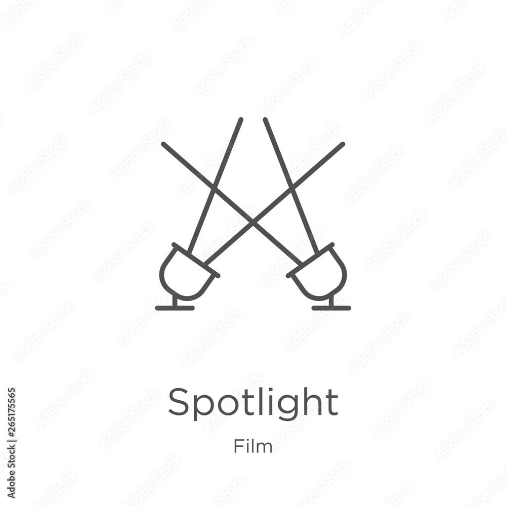 spotlight icon vector from film collection. Thin line spotlight outline ...