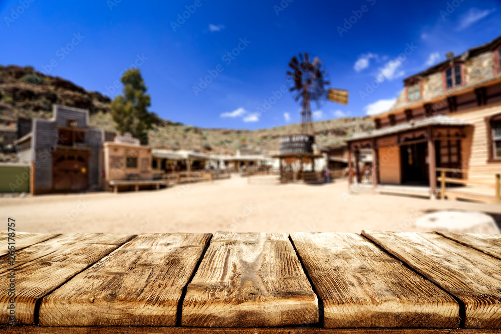 Table background of free space and wild west background. Stock Photo ...