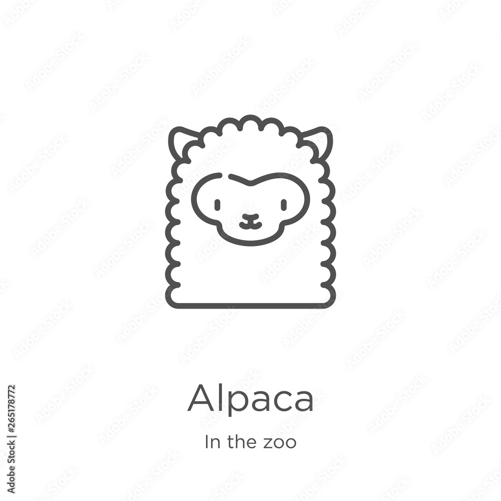 alpaca icon vector from in the zoo collection. Thin line alpaca outline ...