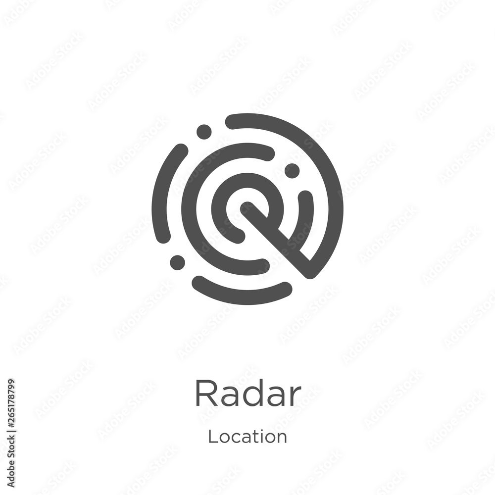 radar icon vector from location collection. Thin line radar outline ...
