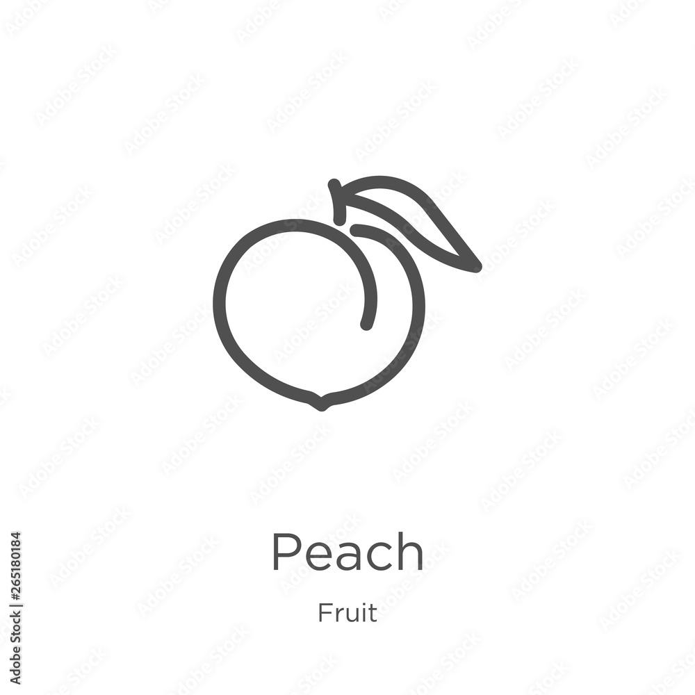 peach icon vector from fruit collection. Thin line peach outline icon vector illustration ...