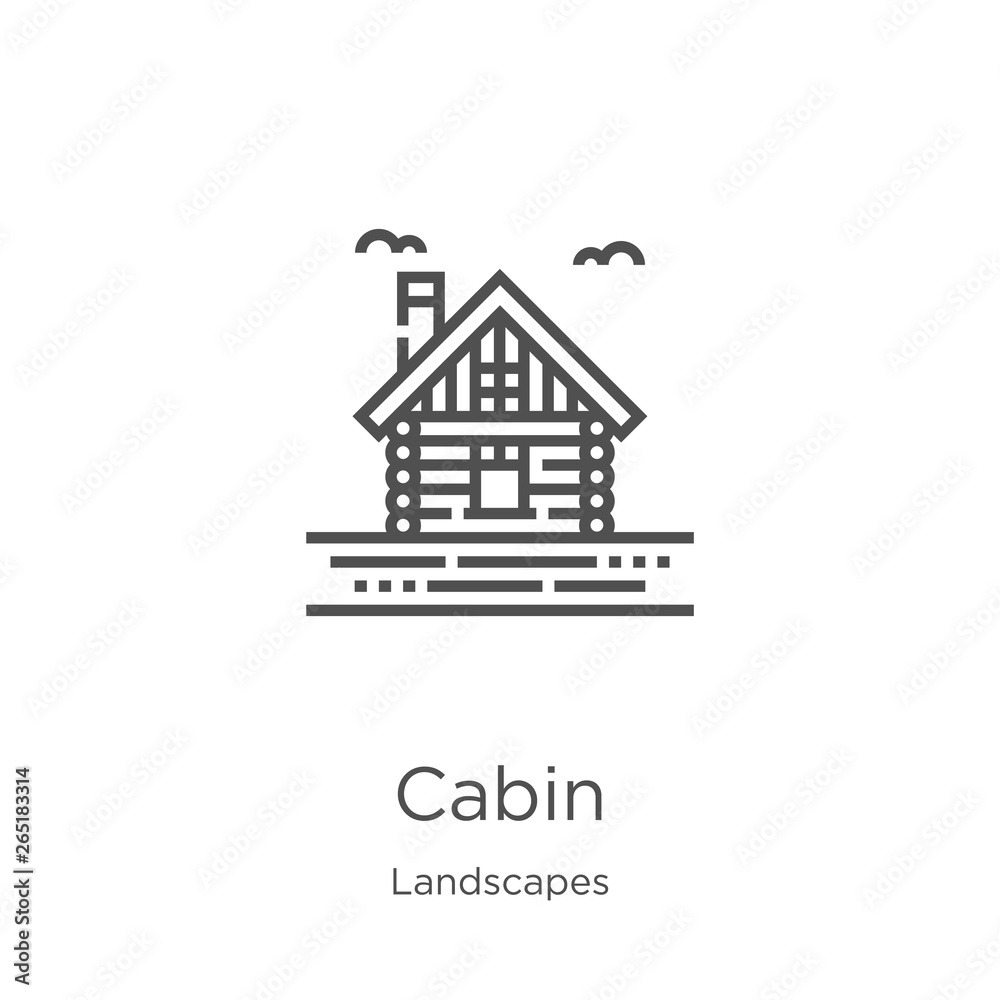 cabin icon vector from landscapes collection. Thin line cabin outline ...