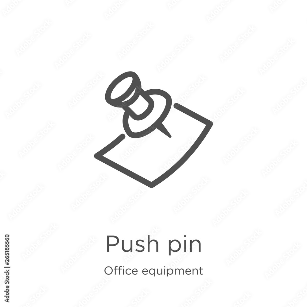 push pin icon vector from office equipment collection. Thin line push ...