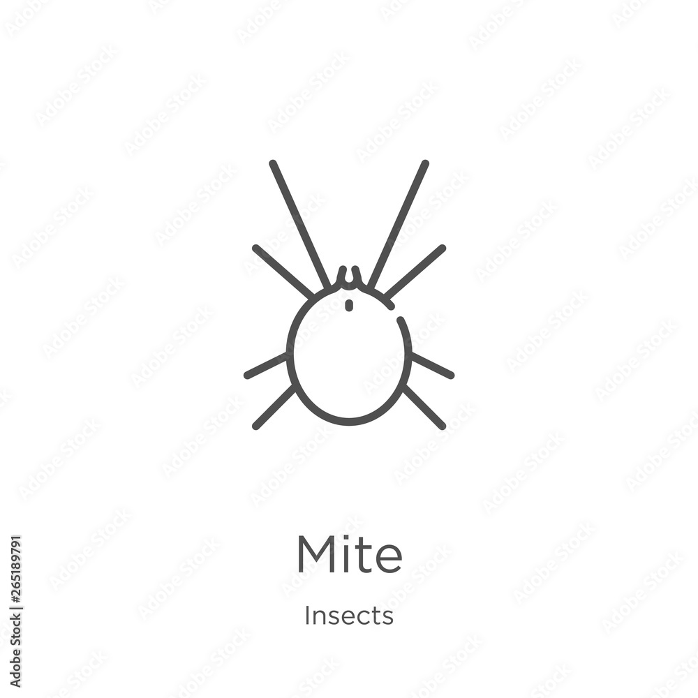 mite icon vector from insects collection. Thin line mite outline icon ...