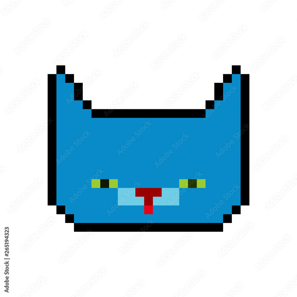 Cat face pixel art. Pet head pixelated. Old game graphics. 8 bit Vector ...