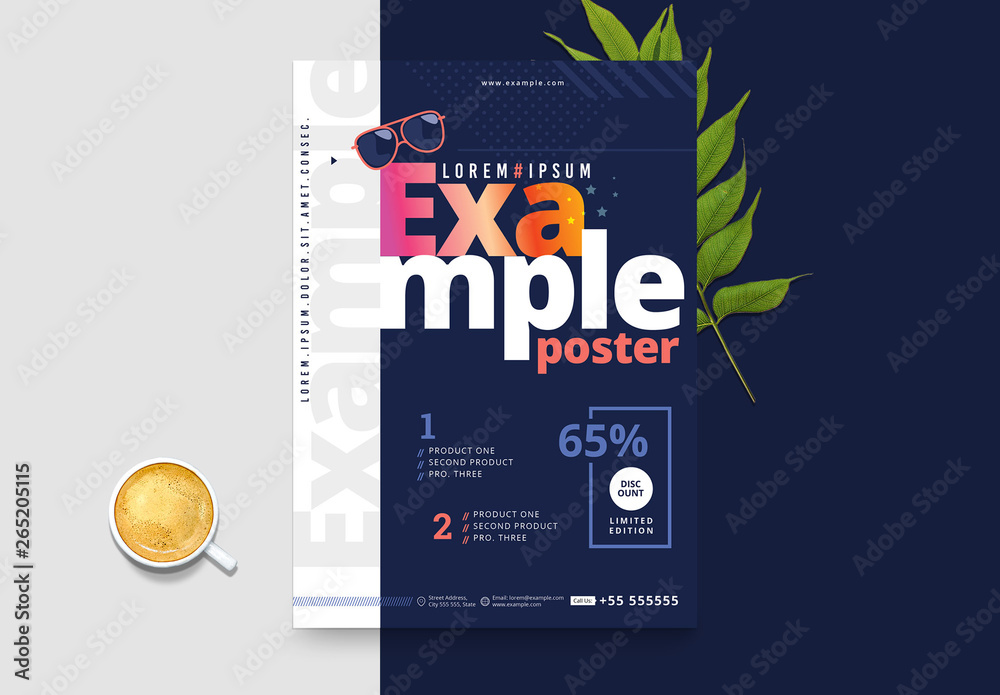 Navy Blue Poster Design Layout with Star Accents Stock Template | Adobe ...
