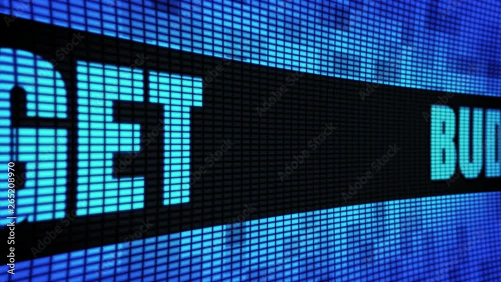 Vidéo Stock Budget Side Text Scrolling on Light Blue Digital LED ...