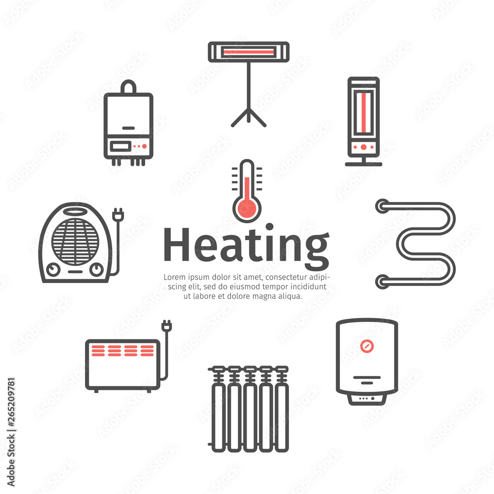 Heating and cooling banner. Ventilation and conditioning vector ...
