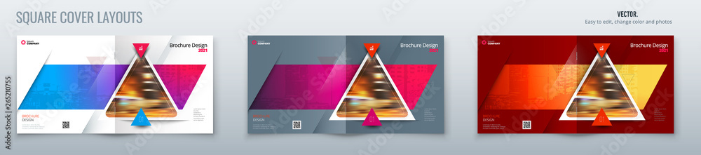 Square Brochure template layout design with triangles. Corporate ...