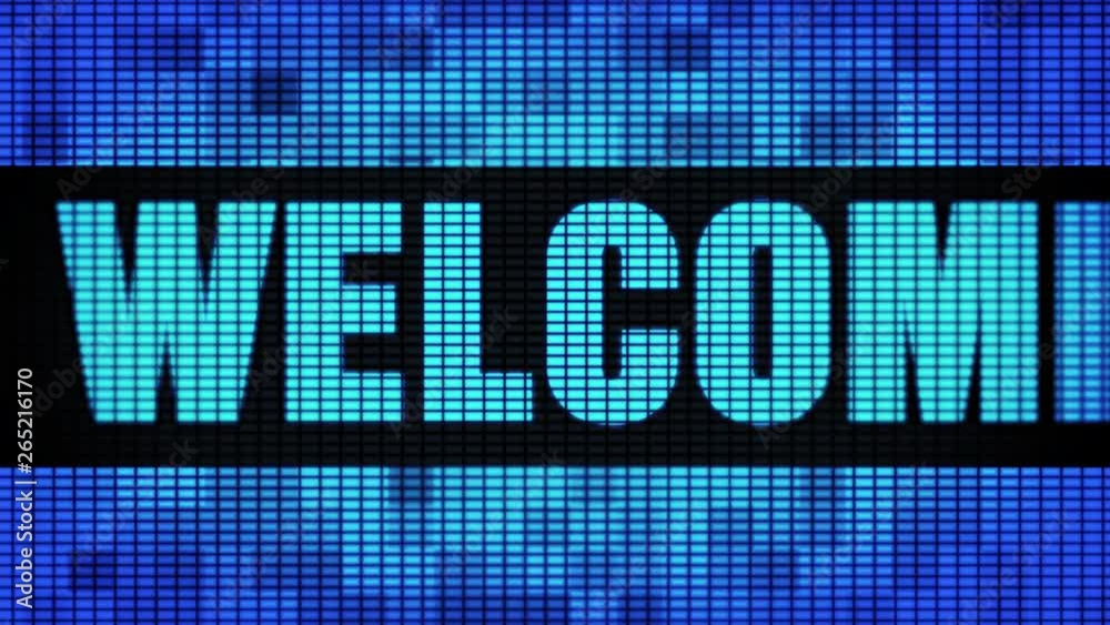 Vidéo Stock welcome Front Text Scrolling on Light Blue Digital LED ...