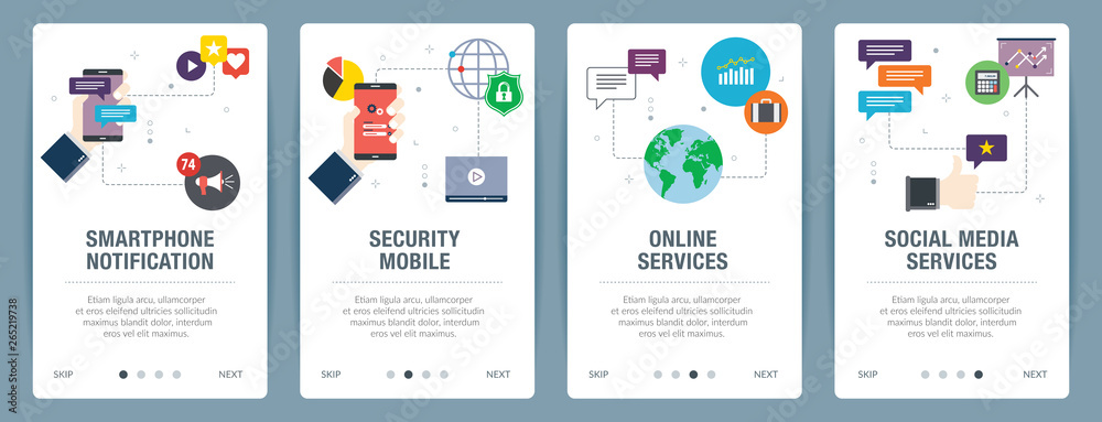 Vector set of vertical web banners with smartphone notification ...