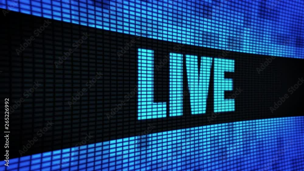 Live Side Text Scrolling on Light Blue Digital LED Display Board Pixel ...