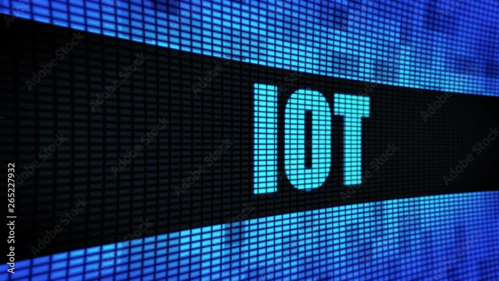 Iot Side Text Scrolling on Light Blue Digital LED Display Board Pixel ...