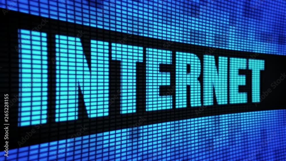 Internet Side Text Scrolling on Light Blue Digital LED Display Board ...