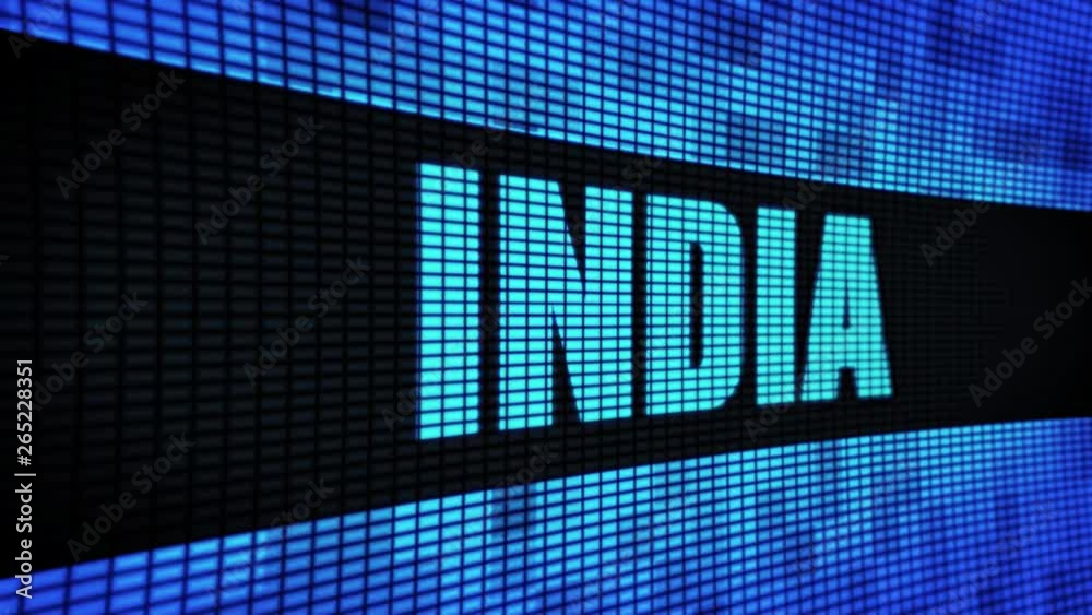 India Side Text Scrolling on Light Blue Digital LED Display Board Pixel ...