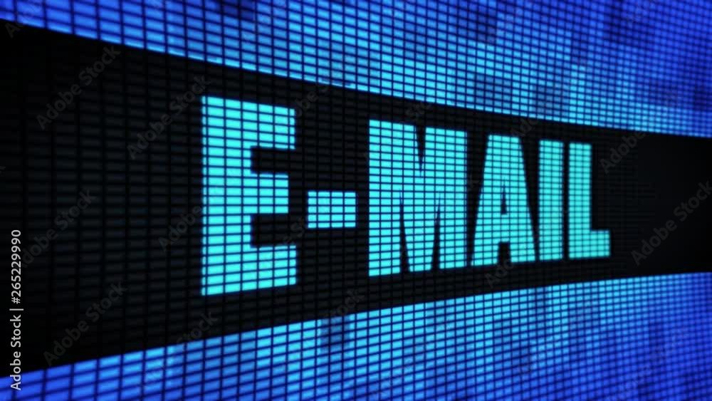 E-Mail Side Text Scrolling on Light Blue Digital LED Display Board ...