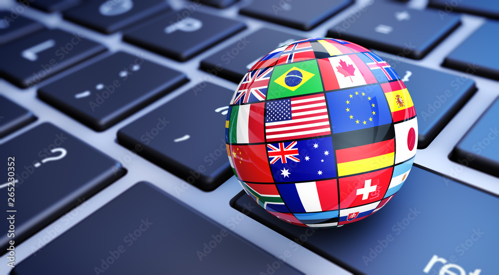International World Flags Globe Computer Keyboard Stock Illustration ...