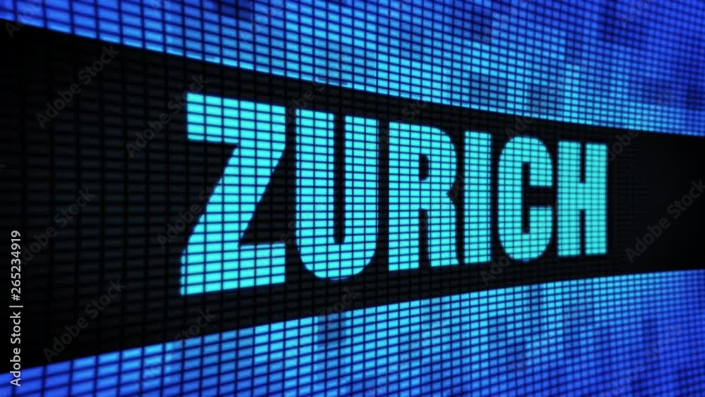 ZURICH Side Text Scrolling on Light Blue Digital LED Display Board ...