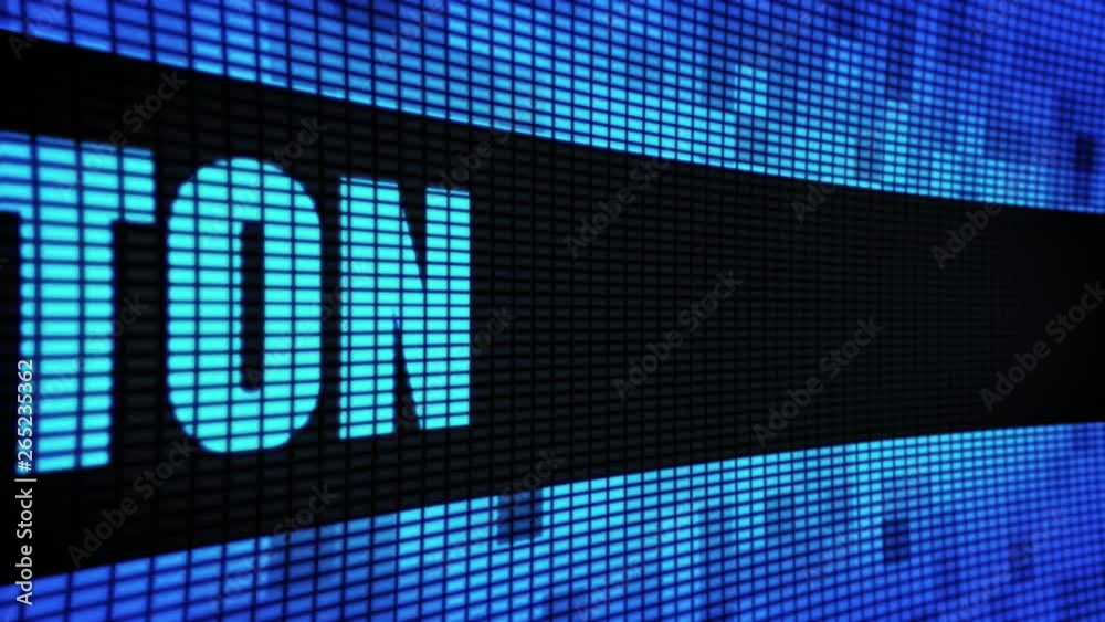 WASHINGTON Side Text Scrolling on Light Blue Digital LED Display Board ...