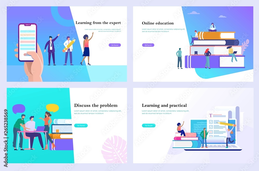 Online education, learning, 3d vector illustration design concept ...