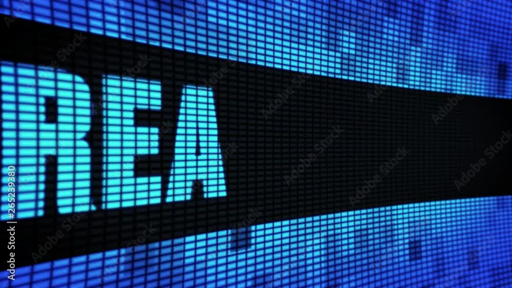 SOUTH KOREA Side Text Scrolling on Light Blue Digital LED Display Board ...