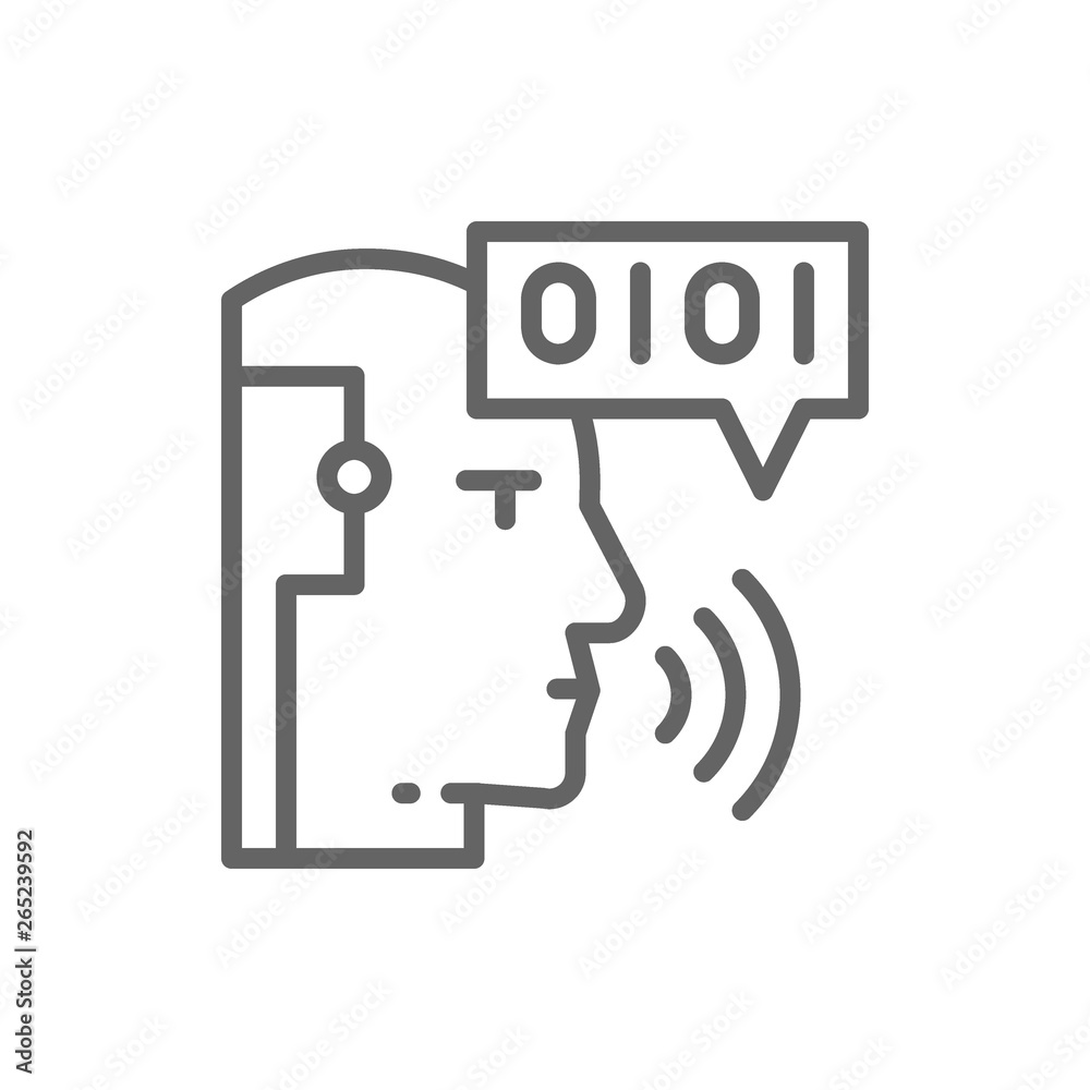 Artificial intelligence, robot with sound waves, chatbot, voice ...