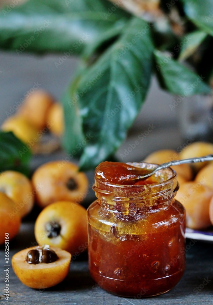 loquat jam. yellow southern fruits grow in the subtropics. loquat is ...