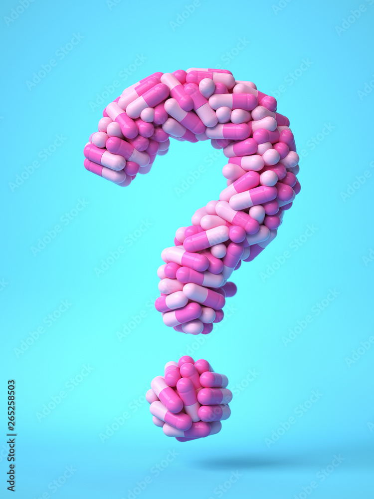 pills as question mark,medical concept. 3d rendering,conceptual image ...