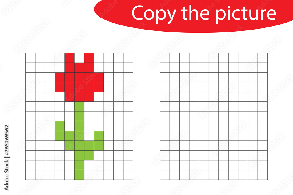 Copy the picture, pixel art, tulip cartoon, drawing skills training ...