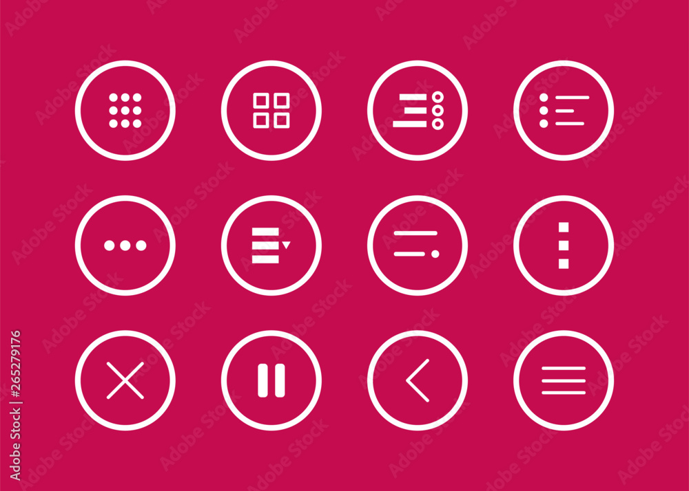 Navigation button. Hamburger menu icons set. Collections mobile buttons ...