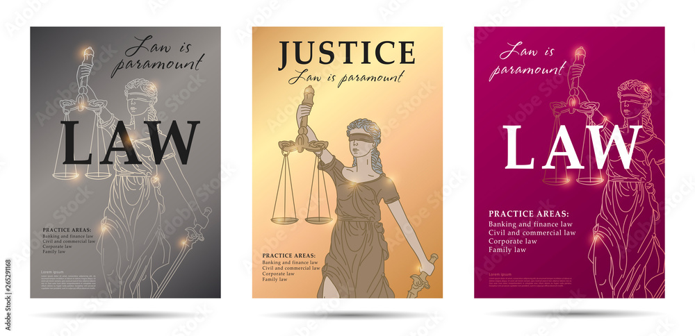 law set of posters with lady justice Stock Vector | Adobe Stock