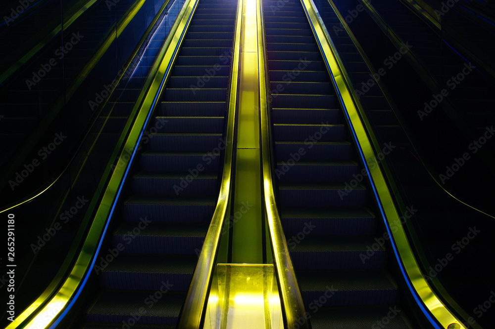 gold escalator as a pathway to success. gold path to the top Stock ...