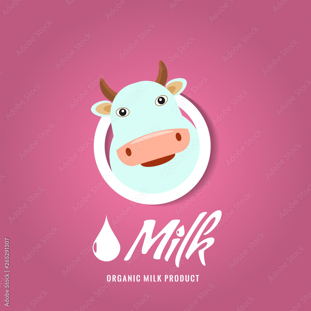 Funny cow head in a circle shape for your logo design. Cartoon style ...