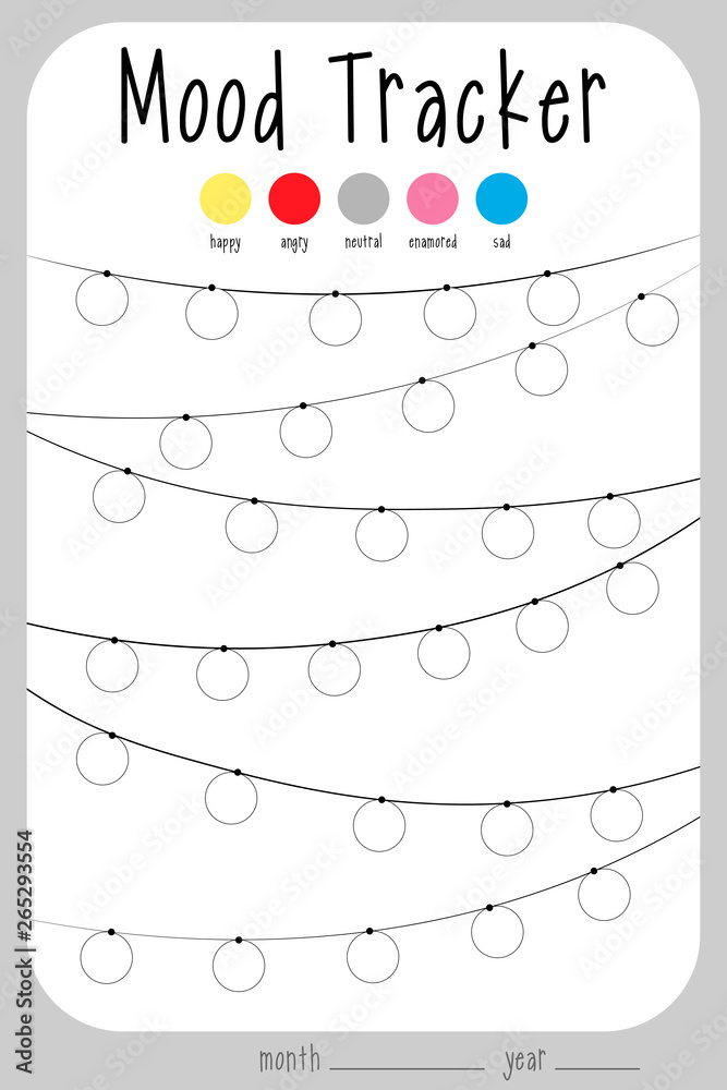 Mood diary for a month. mood tracker calendar. keeping track of ...