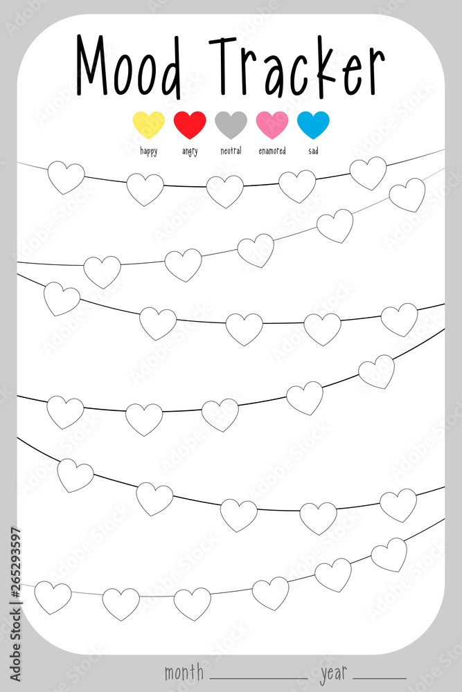 Mood diary for a month. mood tracker calendar. keeping track of ...