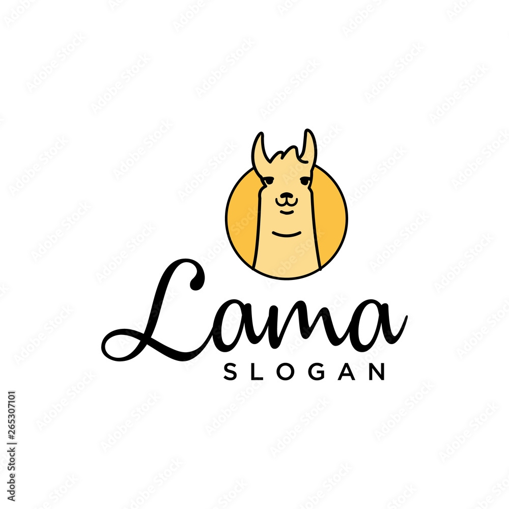 lama vector illustration logo design Stock Vector | Adobe Stock