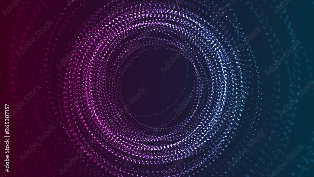 Neon flowing futuristic particles tech motion design. Seamless loop ...