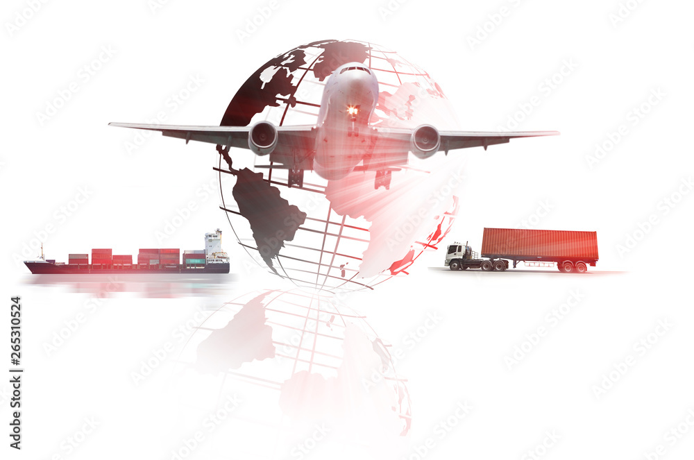 Transportation, import-export and logistics concept, container truck ...
