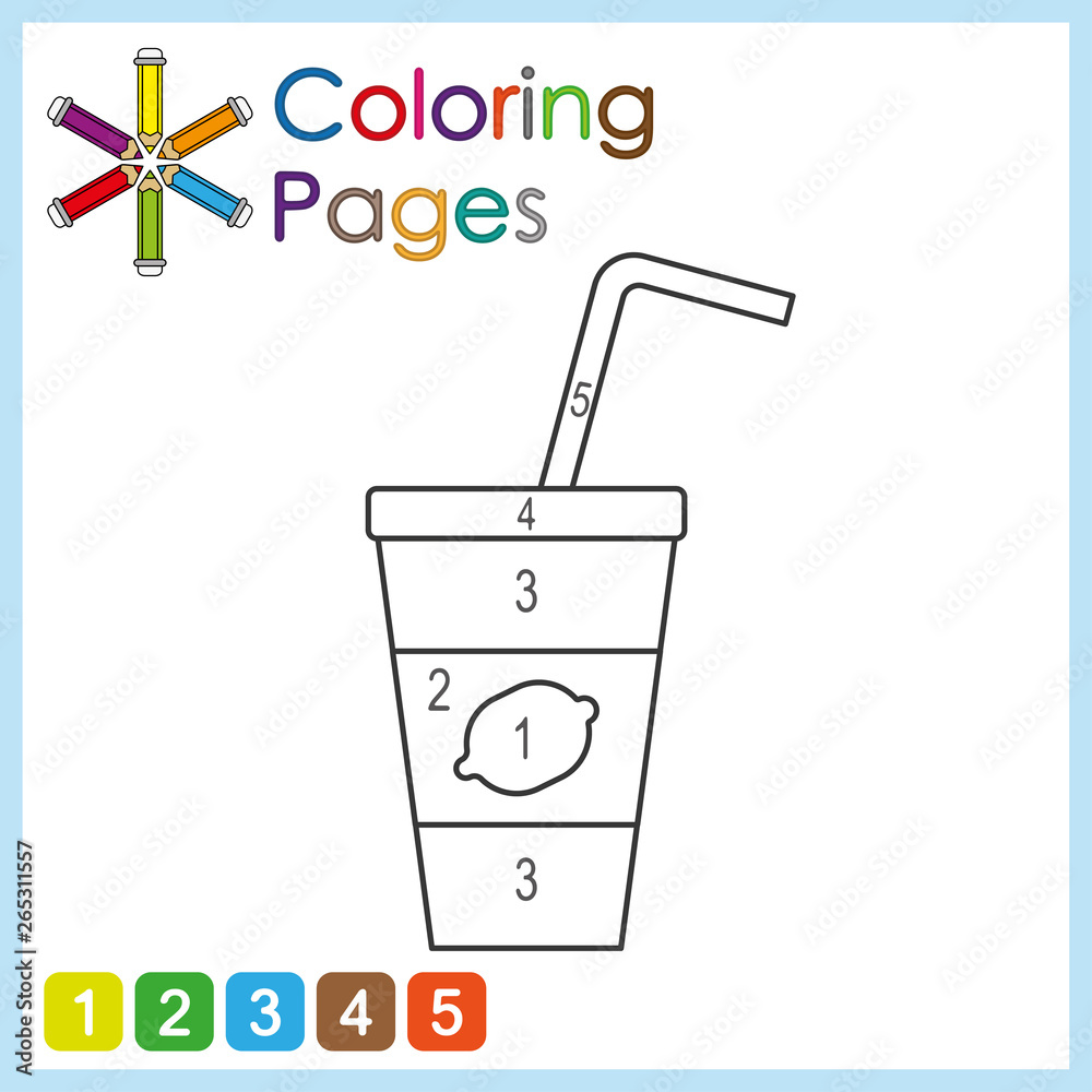 coloring page for kids, color the parts of the object according to ...