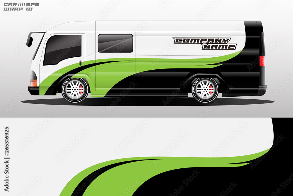 Van decal cargo and car wrap vector, truck, bus, racing, service car ...