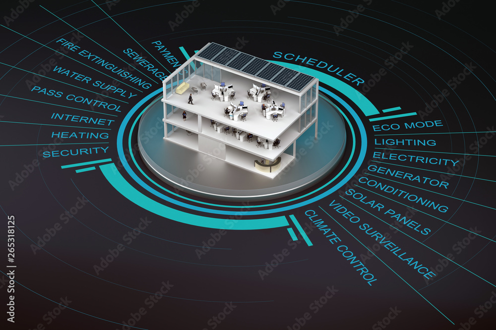 modern smart office with infographics Stock Illustration | Adobe Stock