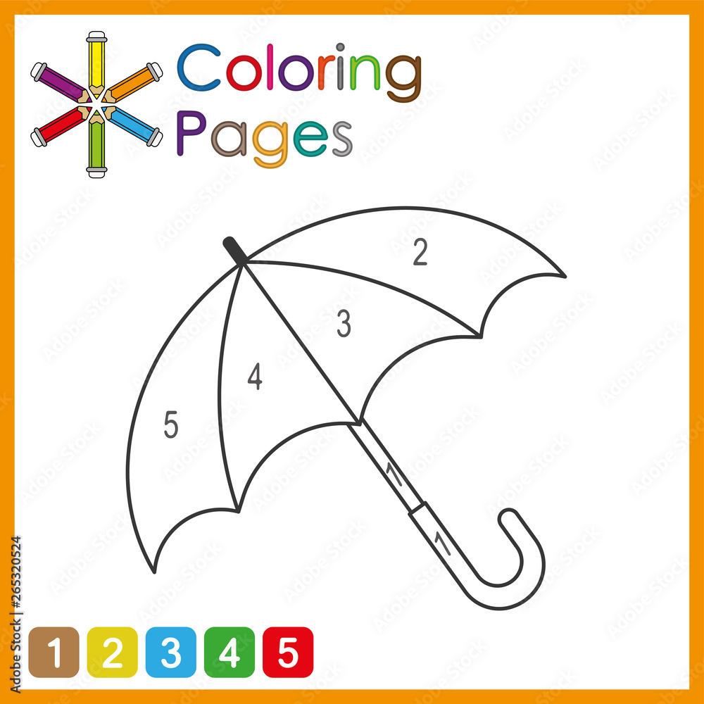 coloring page for kids, color the parts of the object according to ...