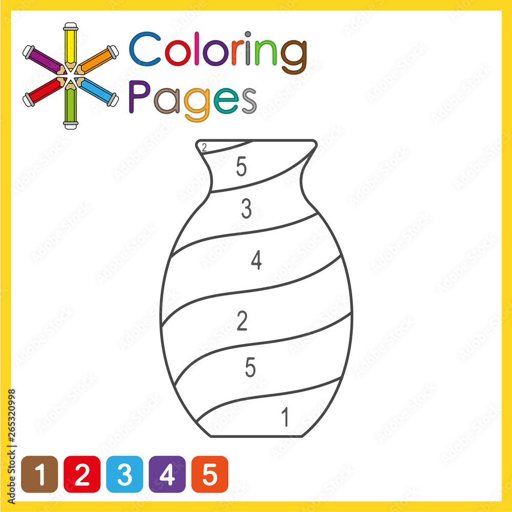 coloring page for kids, color the parts of the object according to ...