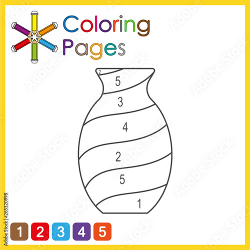 coloring page for kids, color the parts of the object according to ...