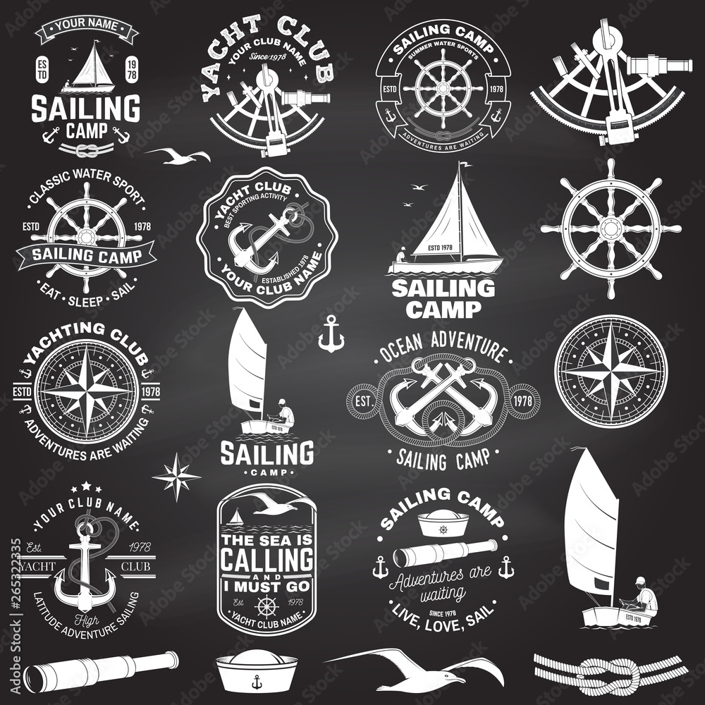 Set of sailing camp and yacht club badge. Vector. Concept for shirt ...